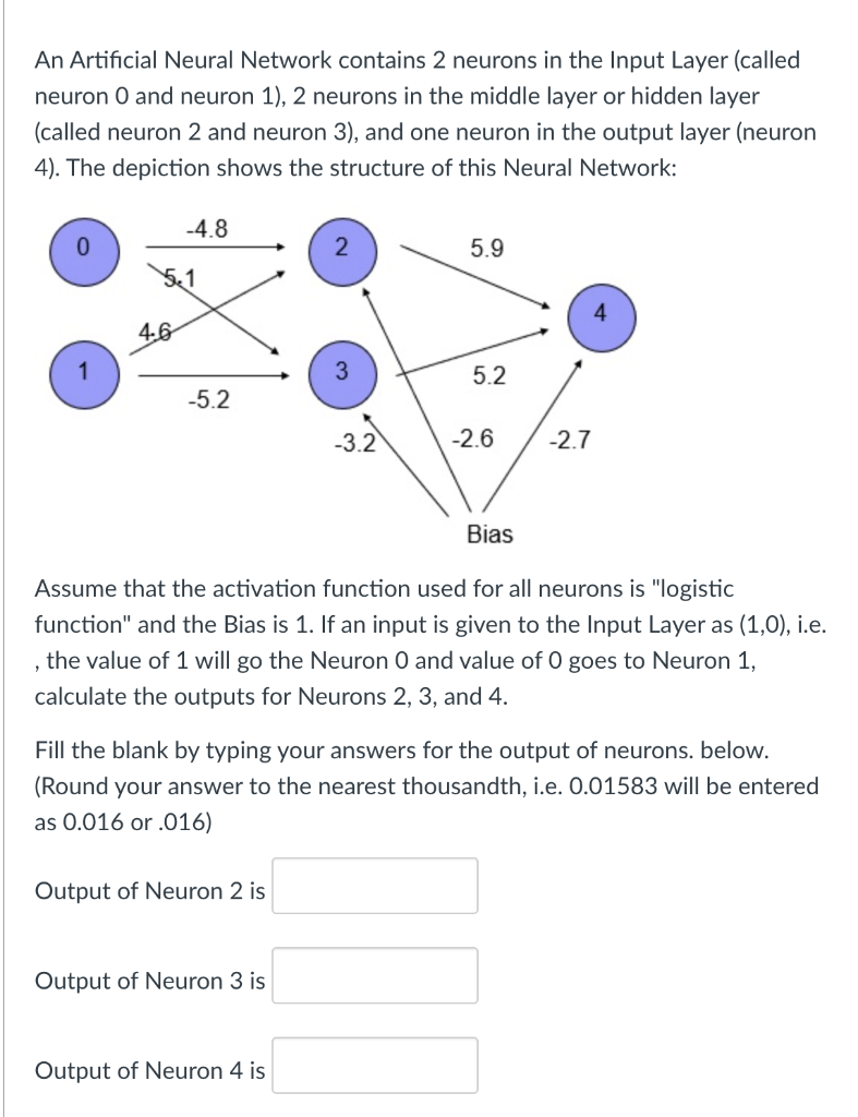 Solved An Artificial Neural Network Contains 2 Neurons In 