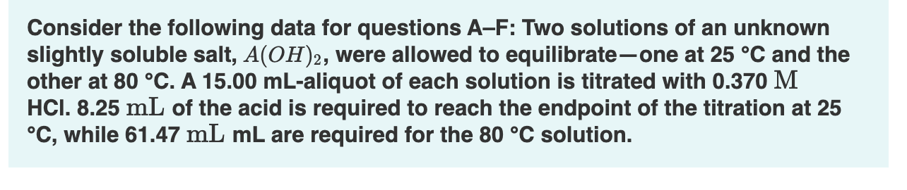 Solved Consider the following data for questions A-F: Two | Chegg.com