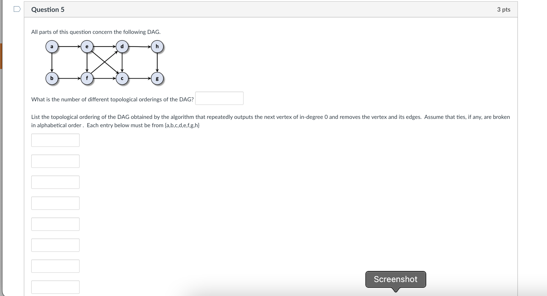 Solved All parts of this question concern the following DAG. | Chegg.com