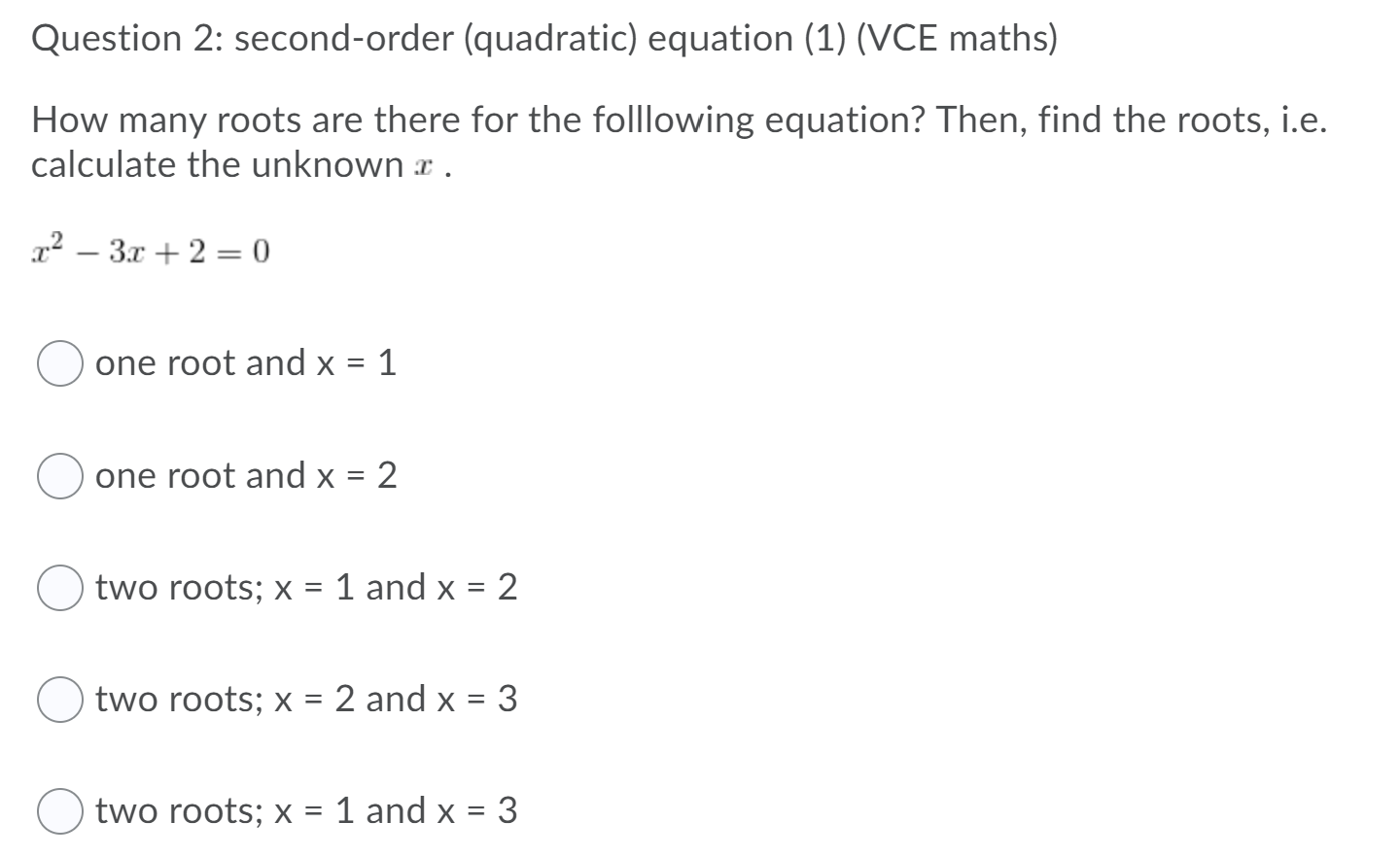 Solved Question 2: second-order (quadratic) equation (1) | Chegg.com