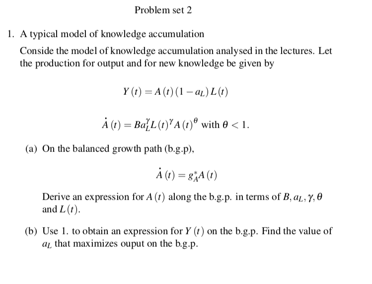 Problem set 2 1. A typical model of knowledge | Chegg.com