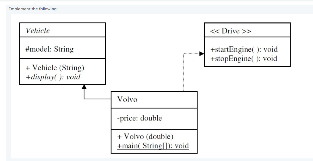 Implement the following: Vehicle #model: | Chegg.com