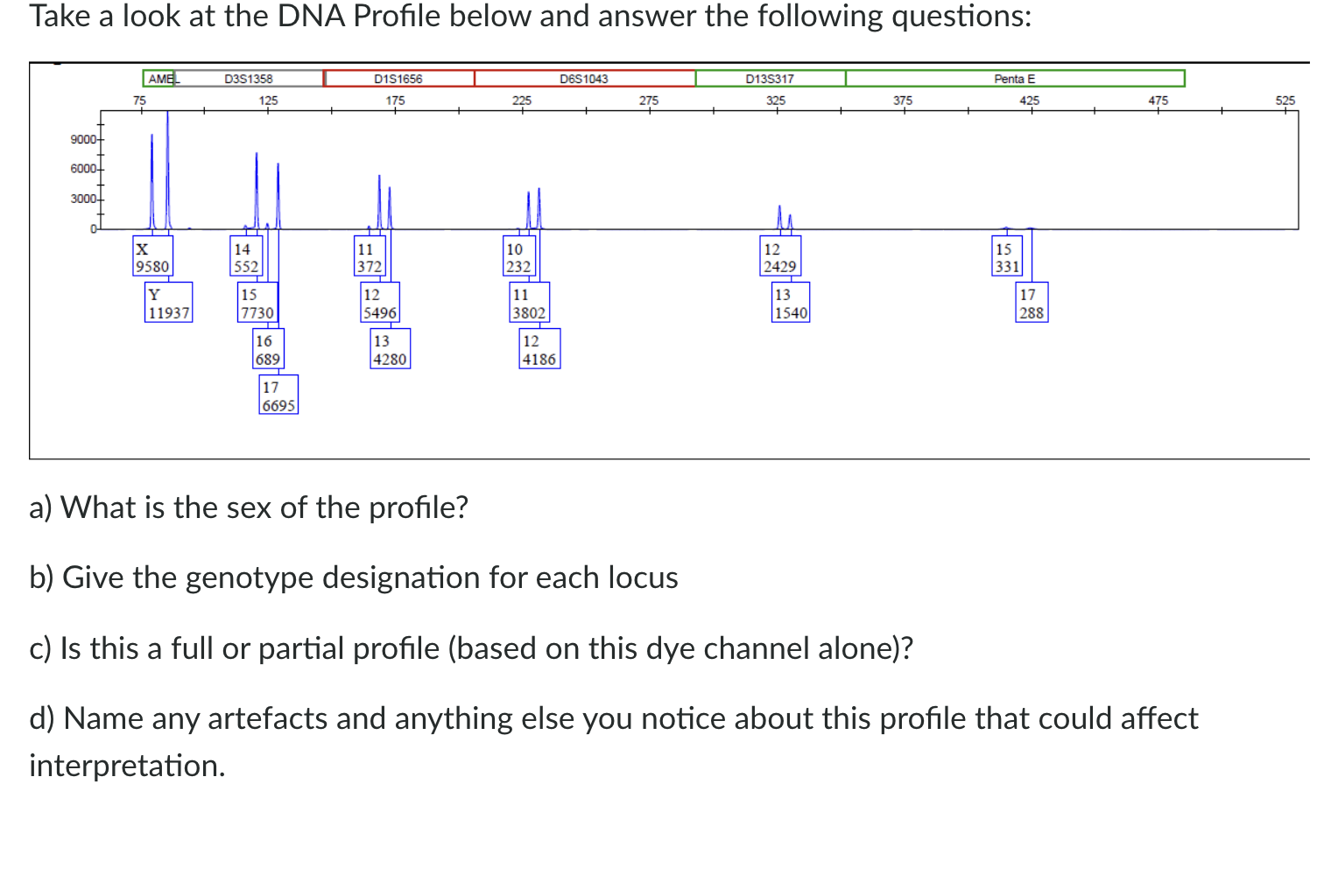 Solved Take a look at the DNA Profile below and answer the | Chegg.com