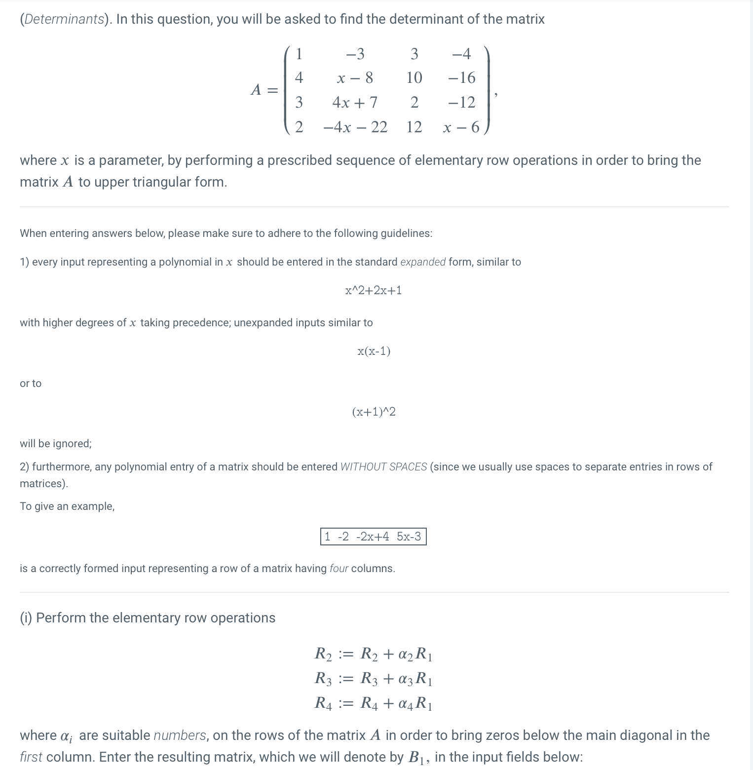 Solved (Determinants). In this question, you will be asked | Chegg.com