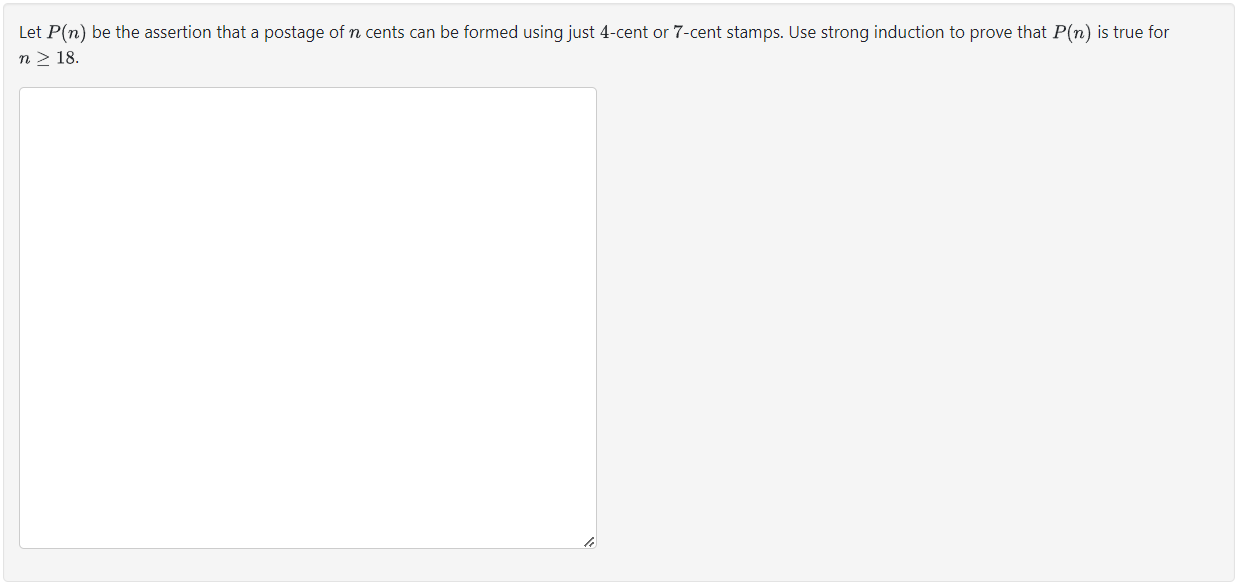 Solved Let P(n) be the assertion that a postage of n cents | Chegg.com