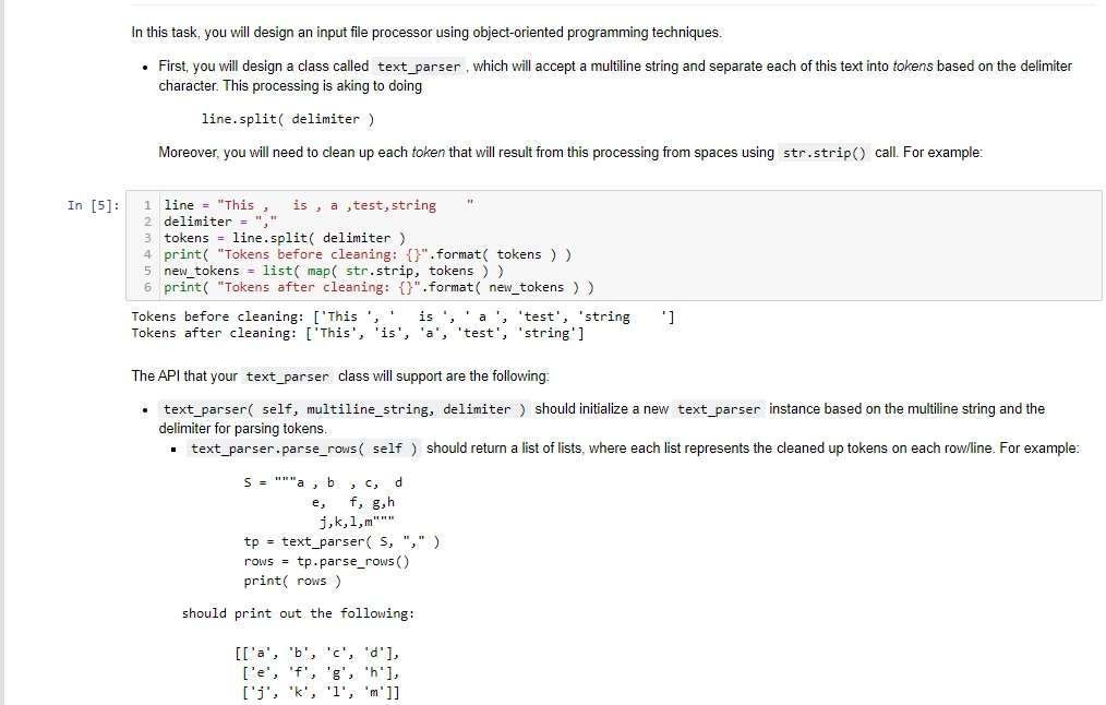 Solved In this task, you will design an input file processor | Chegg.com