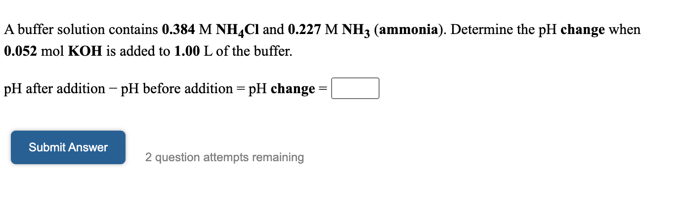 Solved A buffer solution contains 0.384 M NH4Cl and 0.227 M | Chegg.com