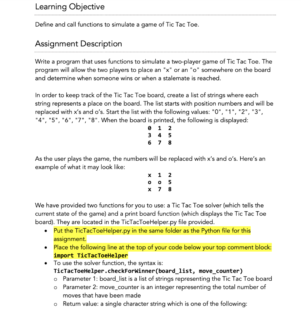Solved Learning Objective Define and call functions to | Chegg.com