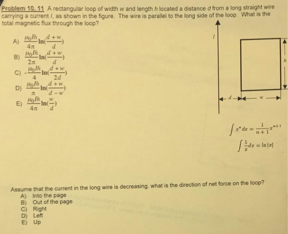 Solved Problem 10 11 A Rectangular Loop Of Width W And