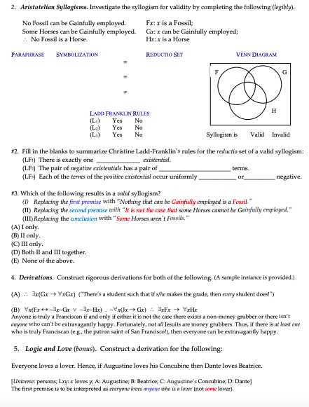 Solved Aristotelian Syllogisms. Investigate the syllogism | Chegg.com