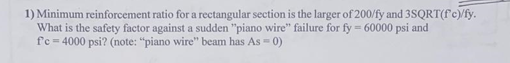 Solved minimum reinforcement ratio for a rectangular section | Chegg.com