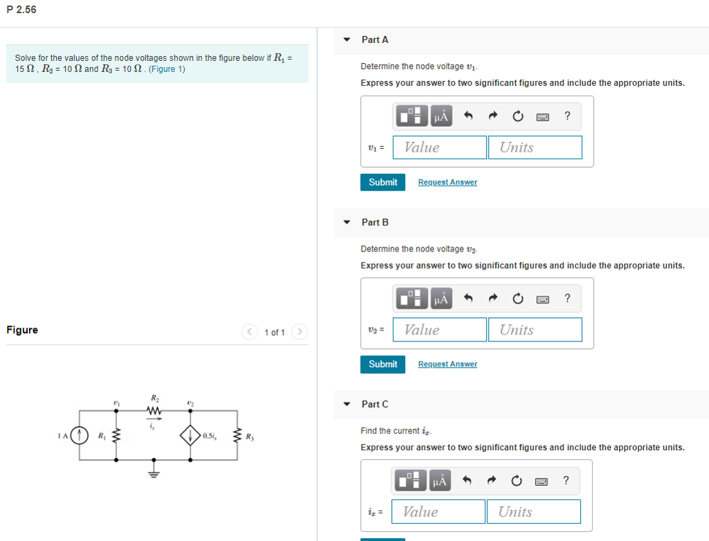 Solved P 2.56 Part A Solve for the values of the node | Chegg.com