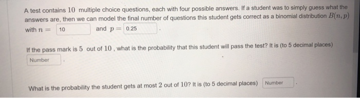 Solved A test contains 10 multiple choice questions, each | Chegg.com