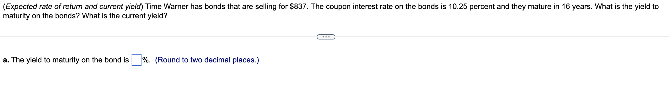 Solved (Expected rate of return and current yield) Time | Chegg.com