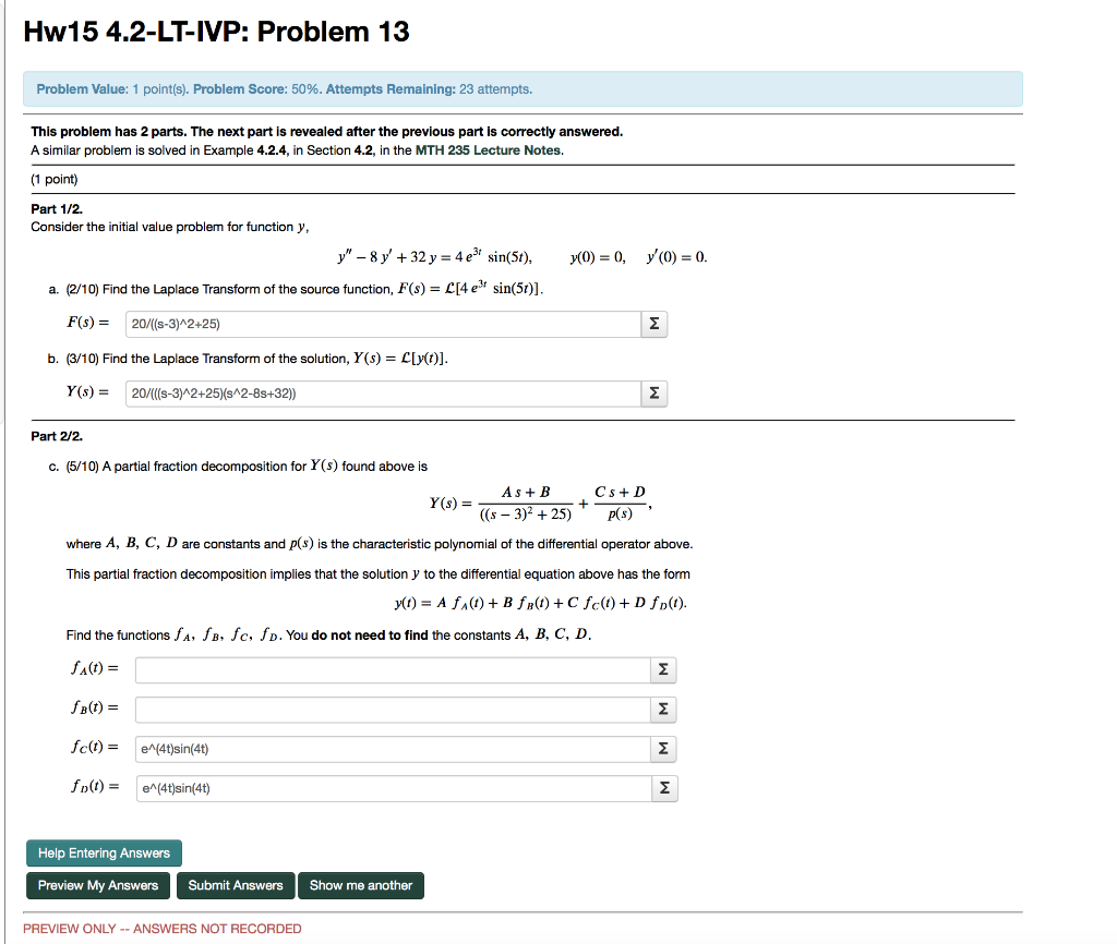 Solved Hw15 4.2-LT-IVP: Problem 13 Problem Value: 1 | Chegg.com
