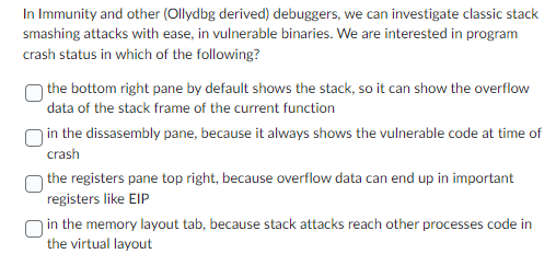 Solved In Immunity and other (Ollydbg derived) debuggers, we | Chegg.com