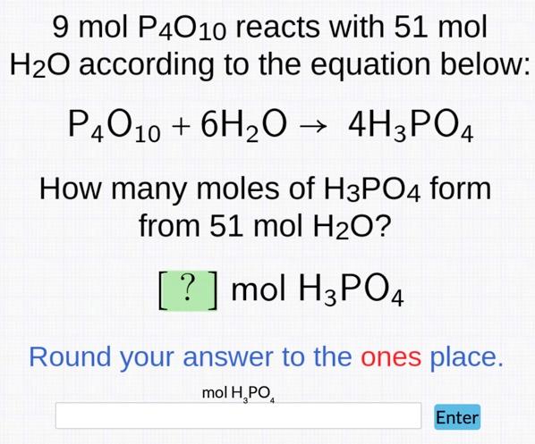 Solved 9 mol P4O10 reacts with 51 mol H2O according to the | Chegg.com