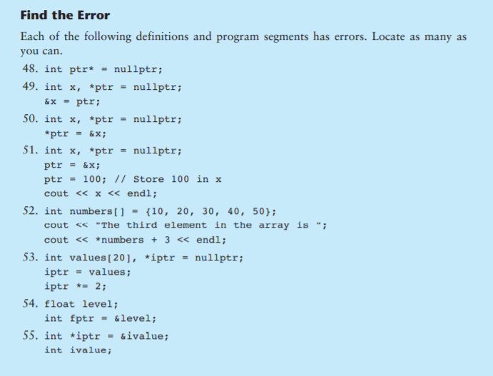 Solved Find the Error Each of the following definitions and | Chegg.com