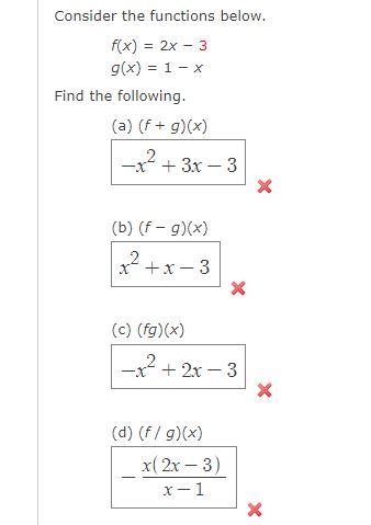 Solved Consider the functions below. f(x) = 2x - 3 g(x) = 1 | Chegg.com