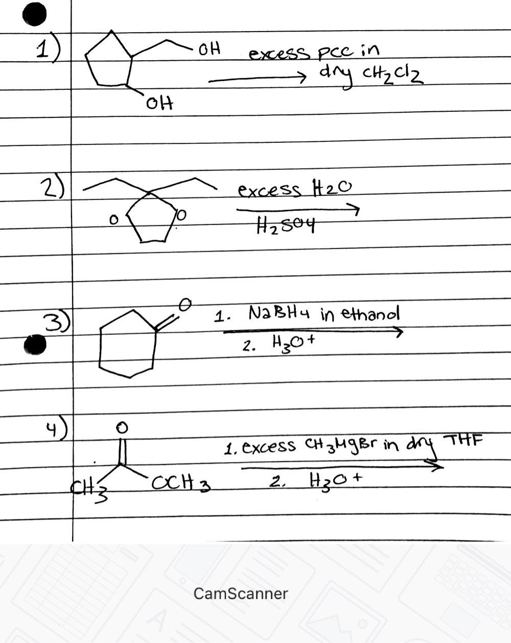 Solved 1 OH excess pcc in → dry CH₂Cl2 OH 애 2) excess H20 > | Chegg.com
