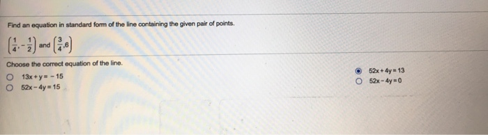 Solved Write an equation in standard form with integer | Chegg.com
