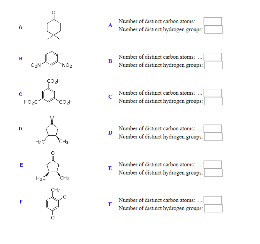 Solved For each of the compounds A through F indicate the | Chegg.com