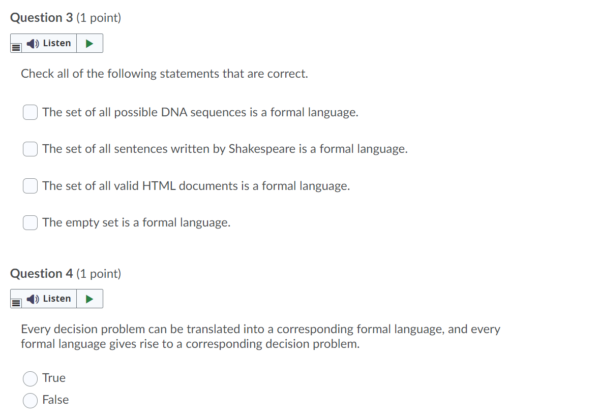 Solved Question 3 1 Point Listen Check All Of The