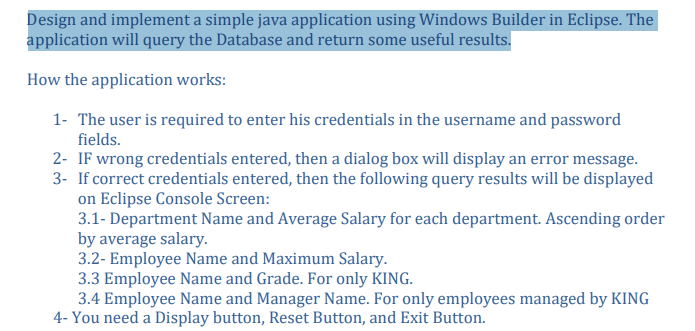 Design and implement a simple java application using | Chegg.com