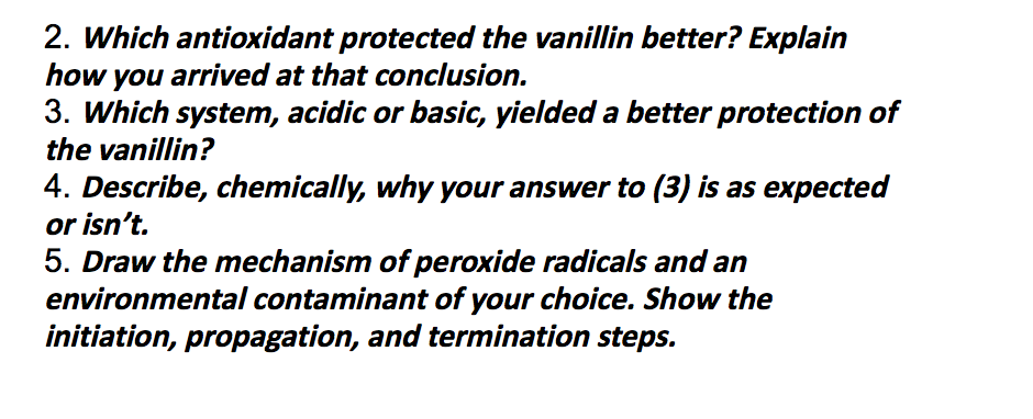 10 drops Vanillin 4 drops 0.1M HCI 4 drops distilled | Chegg.com