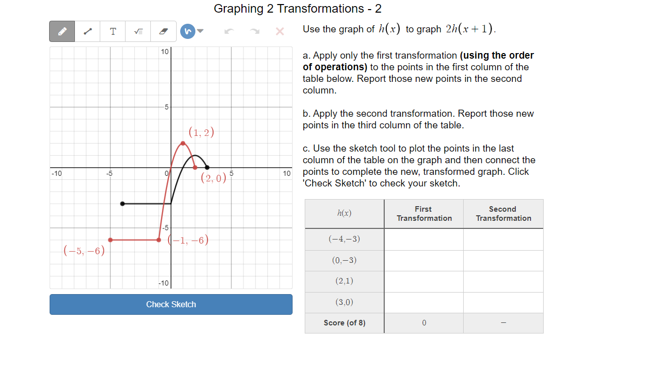 Solved Graphing 2 Transformations - 2 Use the graph of h(x) | Chegg.com