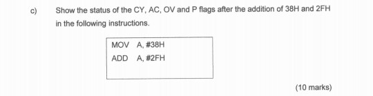 Solved c) Show the status of the CY, AC, OV and P flags | Chegg.com