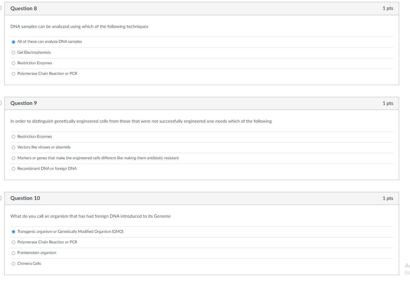 Solved Question 8 DNA samples can be analyzed using which of | Chegg.com
