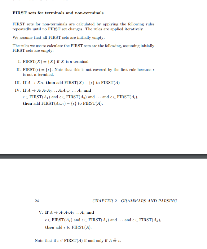 FIRST sets for terminals and non-terminals FIRST sets | Chegg.com