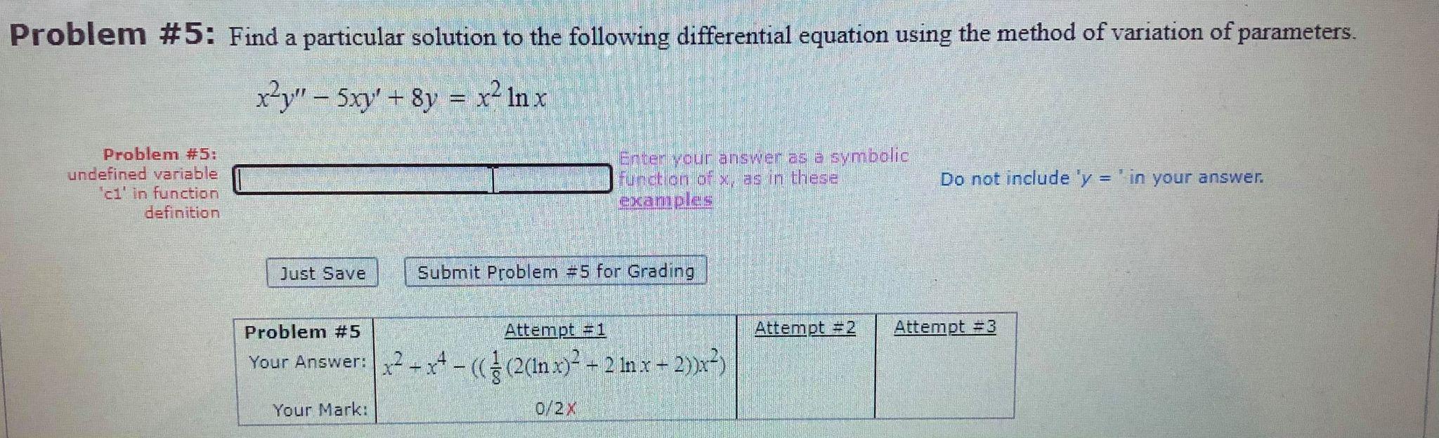 Solved Problem #5: Find a particular solution to the | Chegg.com