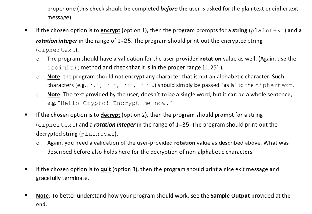 Solved Write A Menu Driven Program Cryptopy That Will Be 