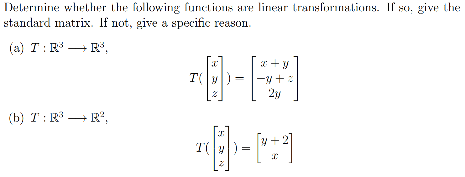 Solved Determine whether the following functions are linear | Chegg.com