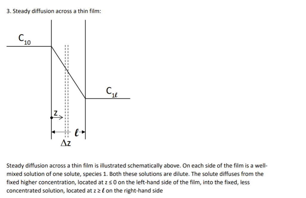 Solved 3. Steady diffusion across a thin film: 10 AZ Steady | Chegg.com