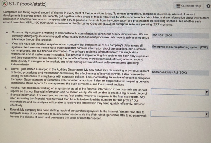 Solved s 1-7 (book/static) Question Help * Companies are | Chegg.com
