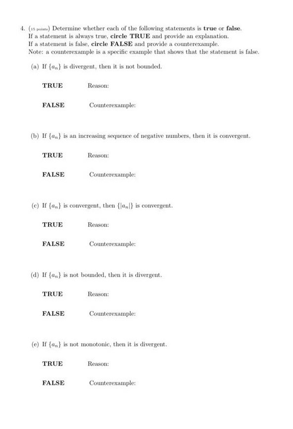 Solved 2. (12 point) Give examples of sequences satisfying | Chegg.com