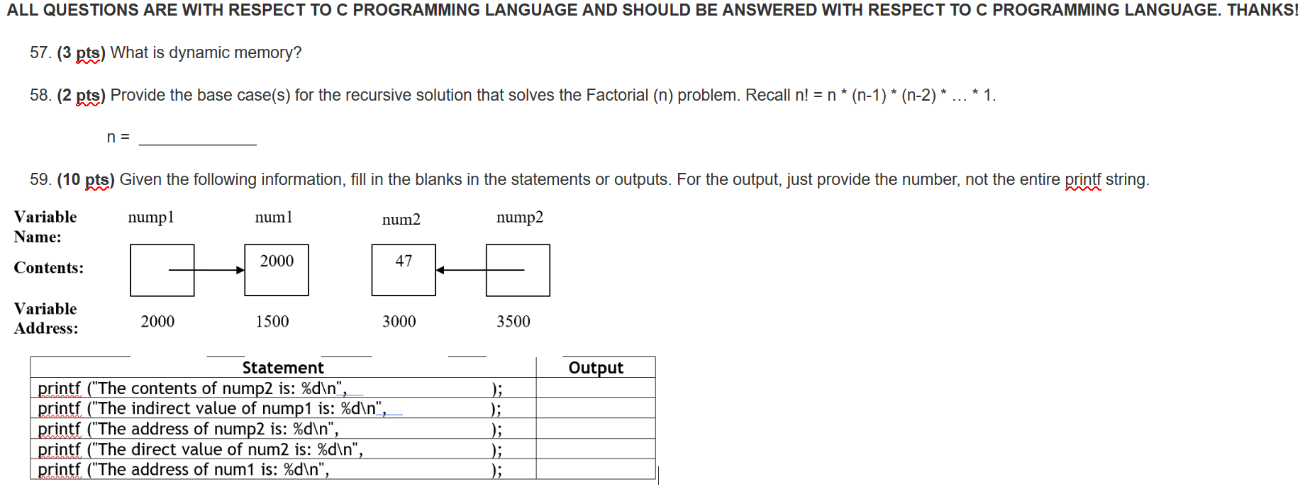 Solved ALL QUESTIONS ARE WITH RESPECT TO C PROGRAMMING | Chegg.com