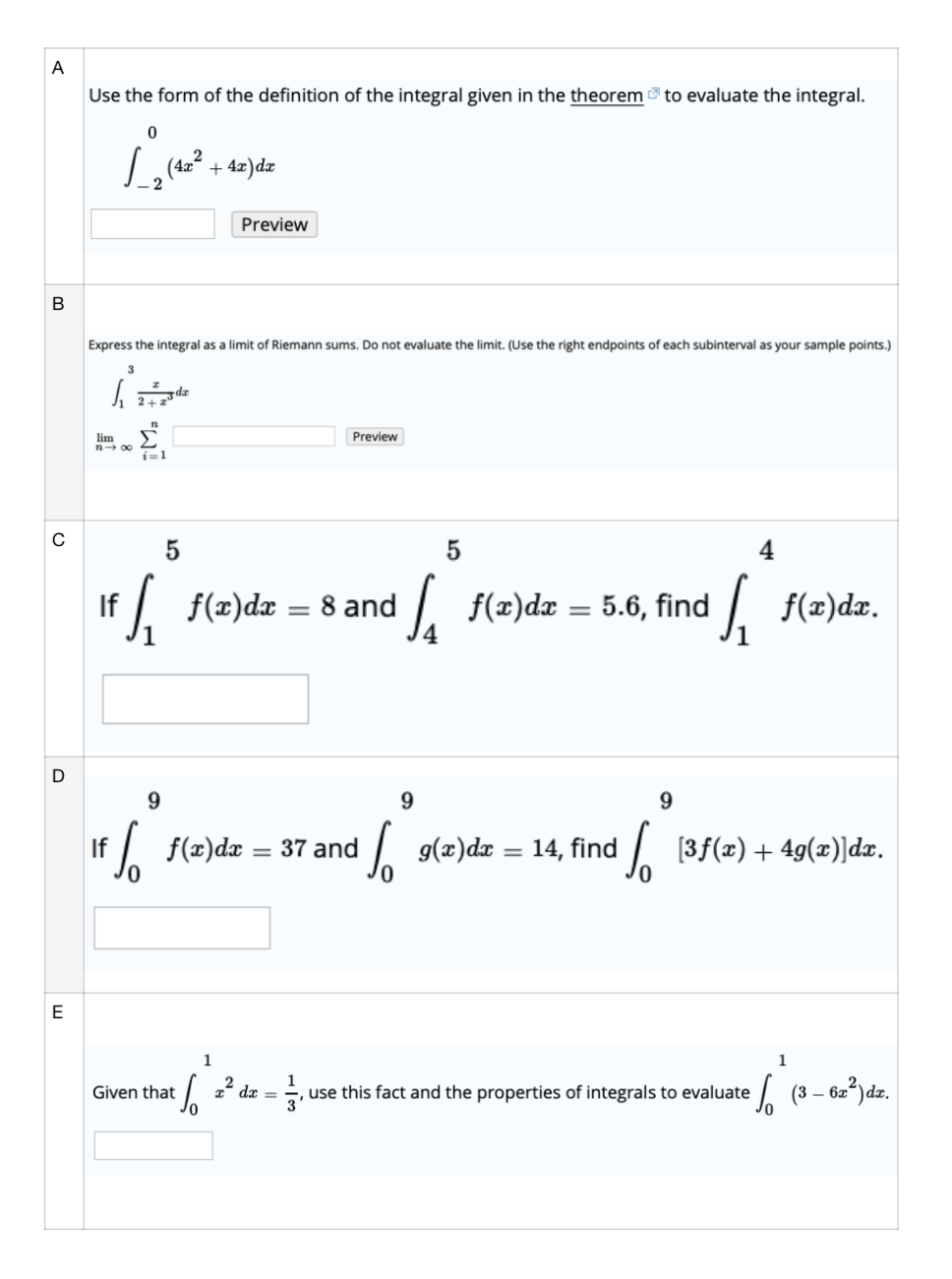 Solved Use the form of the definition of the integral given | Chegg.com