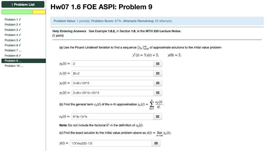 Solved t Problem List Hw07 1.6 FOE ASPI: Problem 9 Problem 1 | Chegg.com