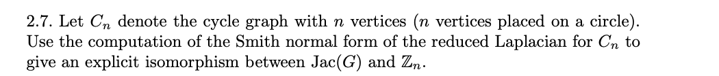Solved 2.7. Let Cn denote the cycle graph with n vertices (n | Chegg.com