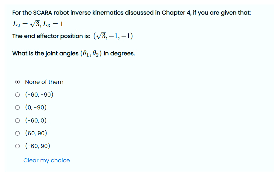 Solved For the SCARA robot inverse kinematics discussed in | Chegg.com