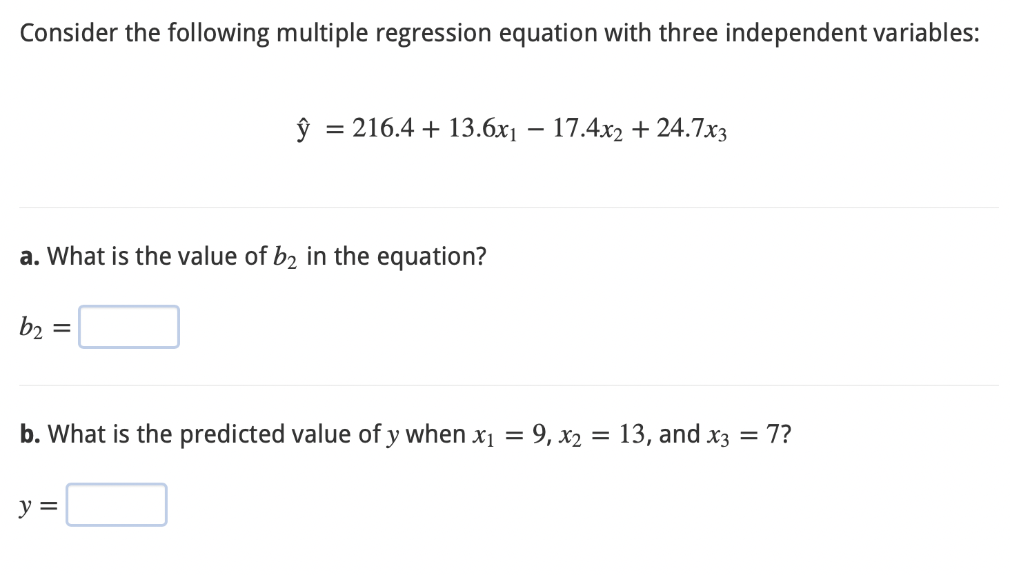 Solved Consider the following multiple regression equation | Chegg.com