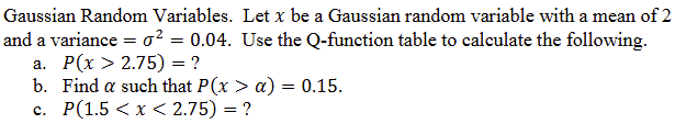 Solved Gaussian Random Variables. Let x be ﻿a Gaussian | Chegg.com