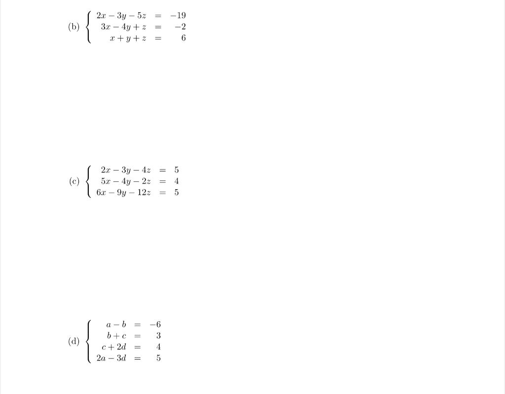 Solved Use matrices to solve the following systems of | Chegg.com