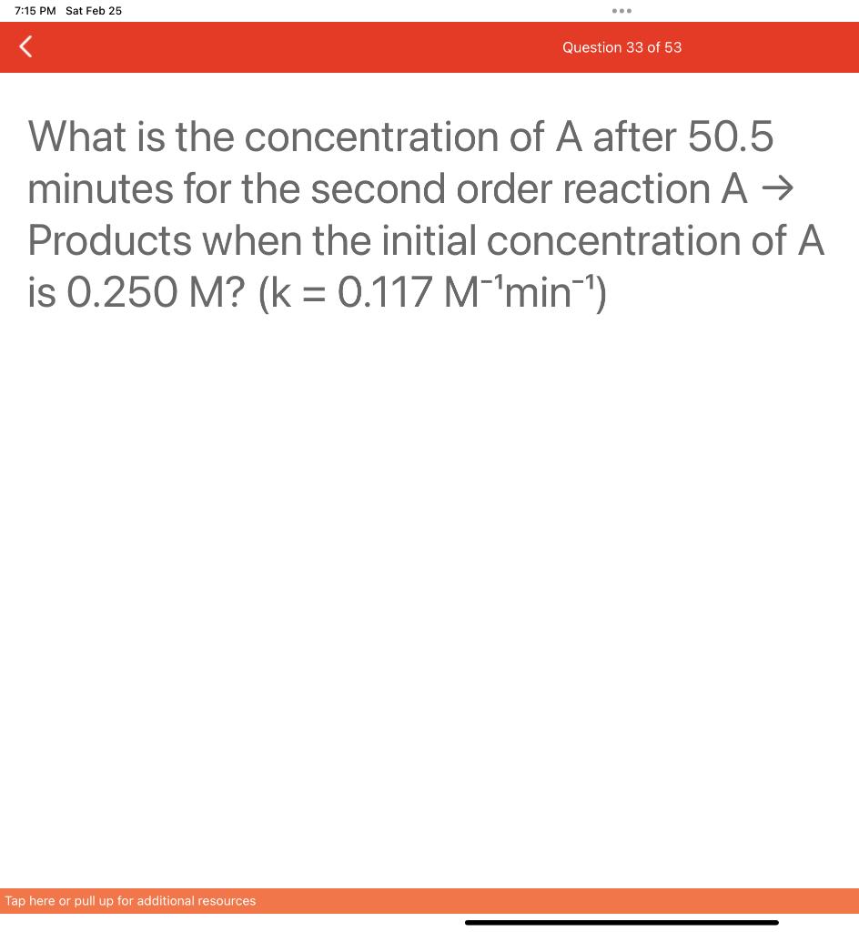Solved What is the concentration of A after 50.5 minutes for | Chegg.com