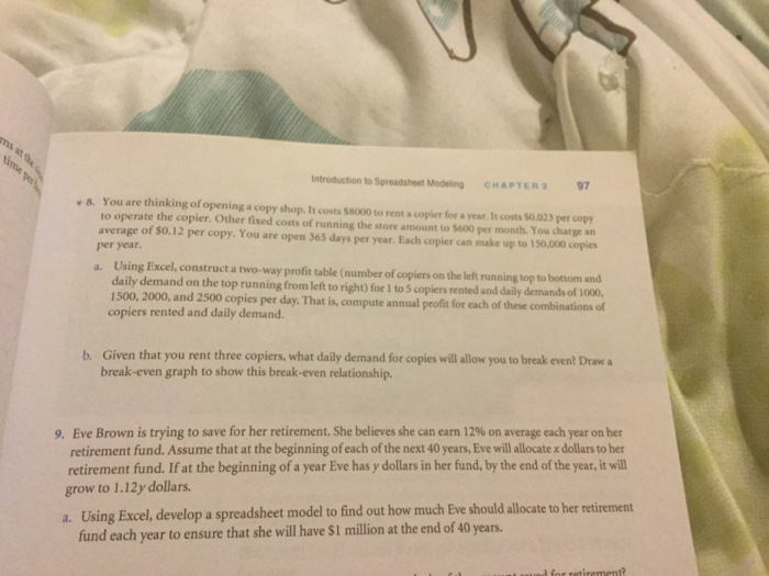 Solved introduction to Spreadsheet Modeling CHAPTER2 97 & | Chegg.com