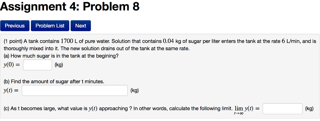 Solved Assignment 4: Problem 8 PreviouS Problem List Next (1 | Chegg.com
